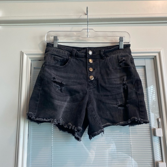 Grace & Lace | Shorts | Grace Lace Black Distressed Button Fly Denim ...